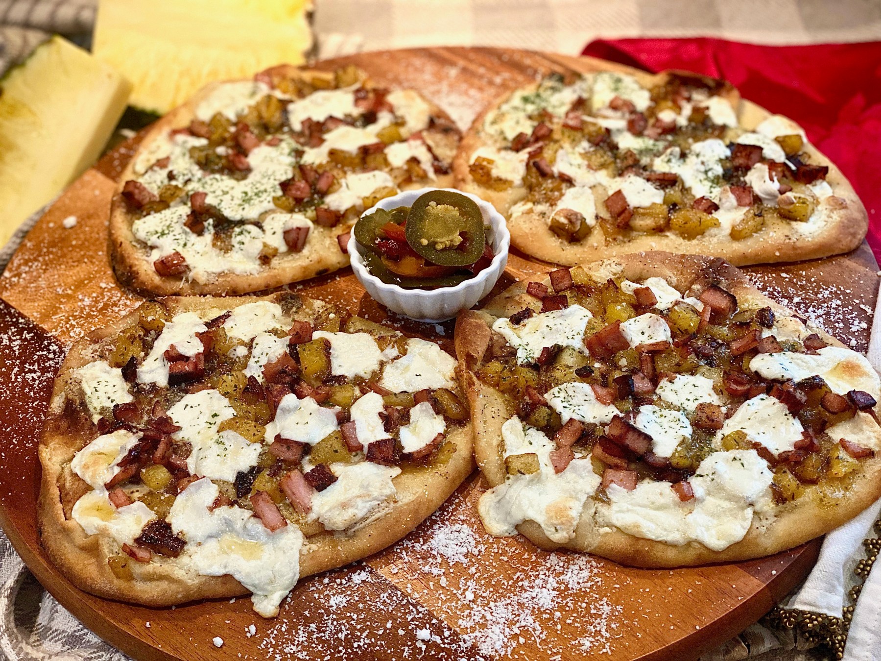 Caramelized Pineapple & Canadian Bacon Flatbreads With Creamy ...