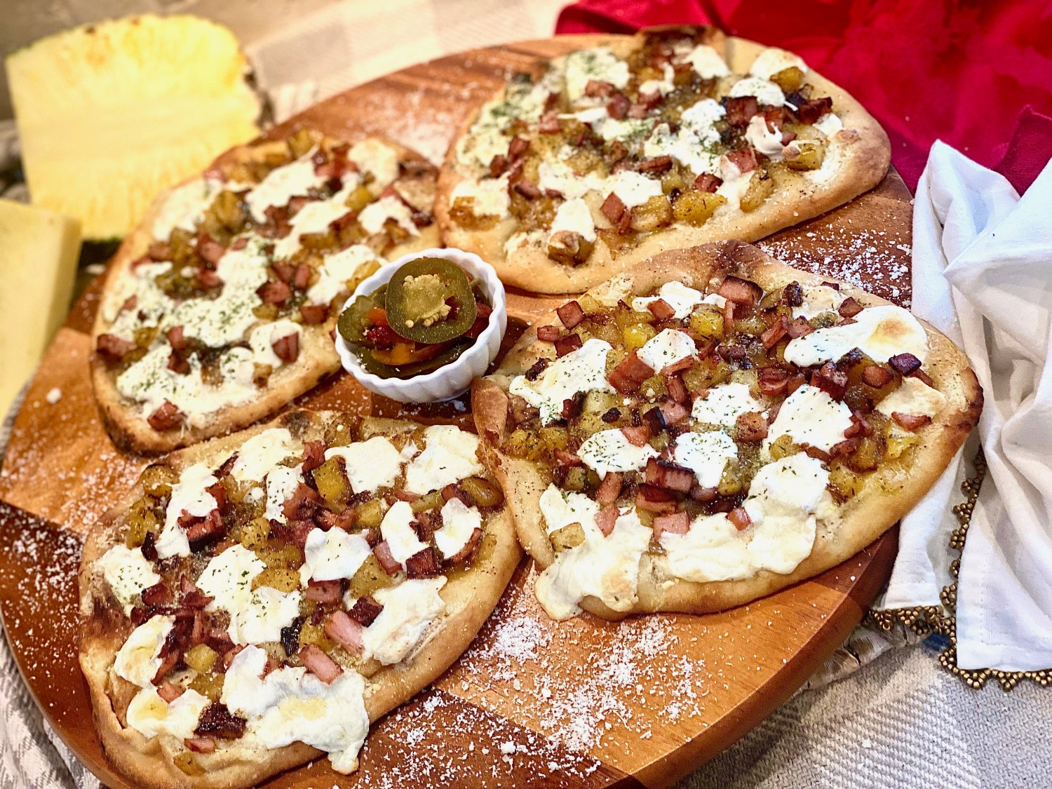 Caramelized Pineapple & Canadian Bacon Flatbreads With Creamy ...